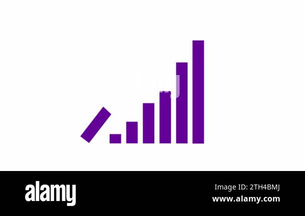Animated financial growth chart with trend line graph. violet symbol ...