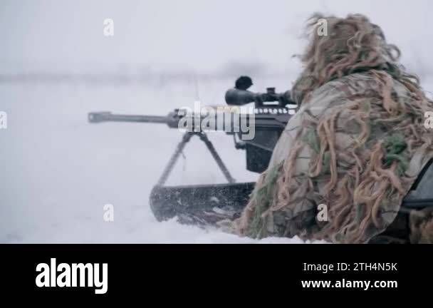Sniper in winter. War in Ukraine. Combat sniper on a mission. Sniper weapon Stock Video Footage ...