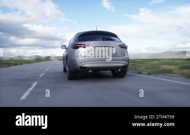 Luxury suv very fast driving on highway. Transport concept. Realistic ...