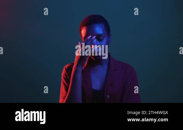 Facepalm gesture. Oops shame. Embarrassment sorrow. Red blue neon color ...