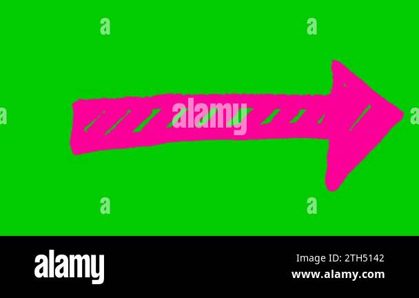 Animated symbol of arrow. Hand drawn pink arrow points to the right ...