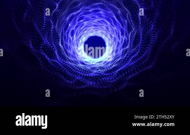 Motion graphic of flying into digital technologic tunnel. 3D render. Abstract digital background ...