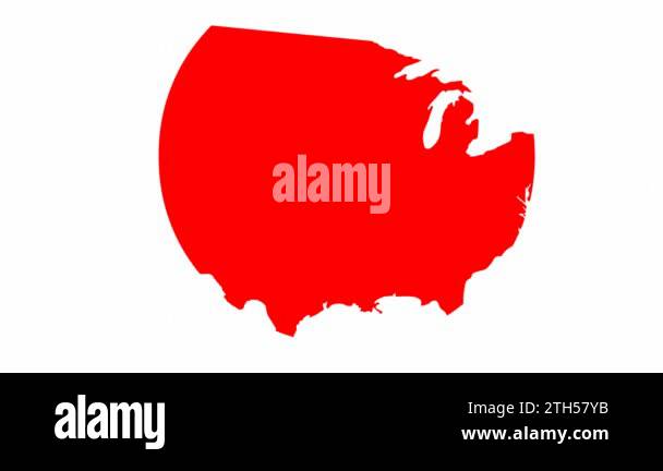 Animated red USA map. United states of america. Vector illustration ...