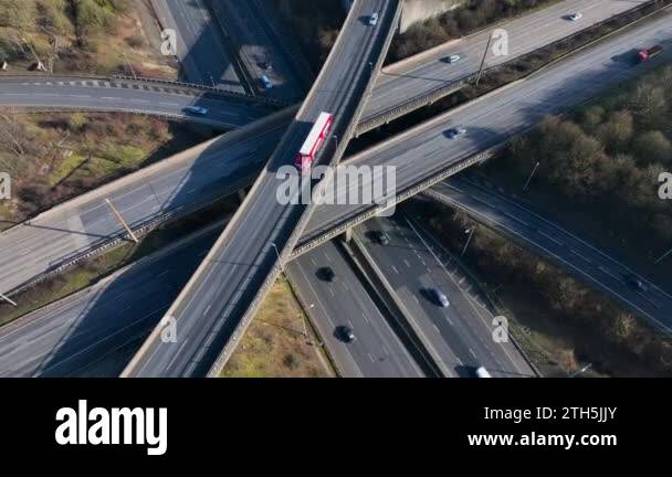 UK Highways M25 and M1 Motorways Interchange Aerial View Stock Video ...