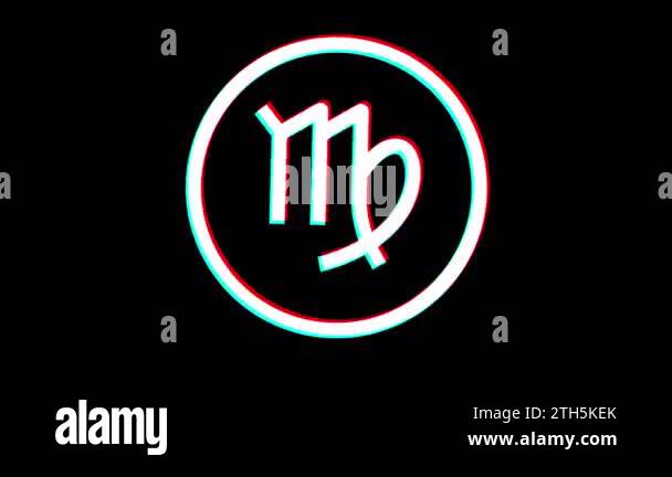 Virgo zodiac sign. Glitch effect. Alpha channel. Looped animation Stock ...