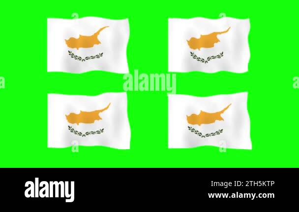 Cyprus Waving Flag 2D Animation on Green Screen Background. Looping ...
