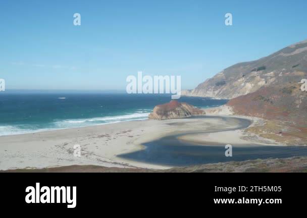 Little sur river beach on Pacific Coast Highway 1, scenic Cabrillo road ...