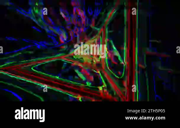 Psychedelic tunnel abstract background with flickering VHS effects and ...