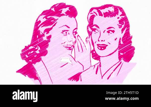 Two Girls in Pink. Gossip Sketched Motion Graphic Stock Video Footage ...