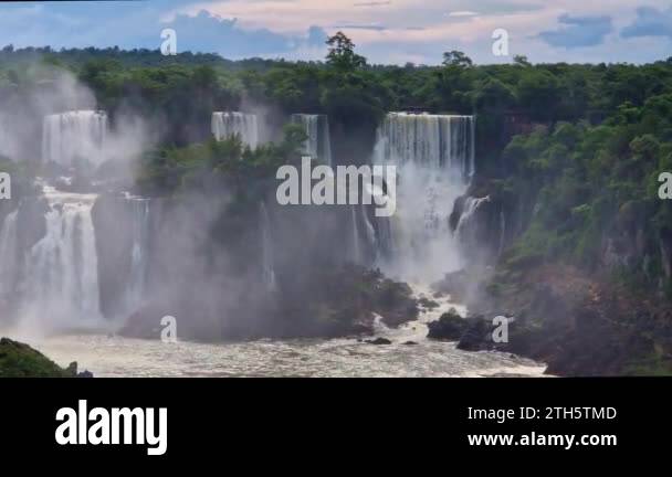 Iguazu Falls, the largest series of waterfalls of the world, located at ...