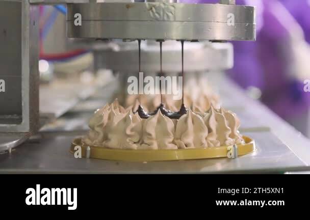 Automated production of ice cream. Automated conveyor for creating an ...