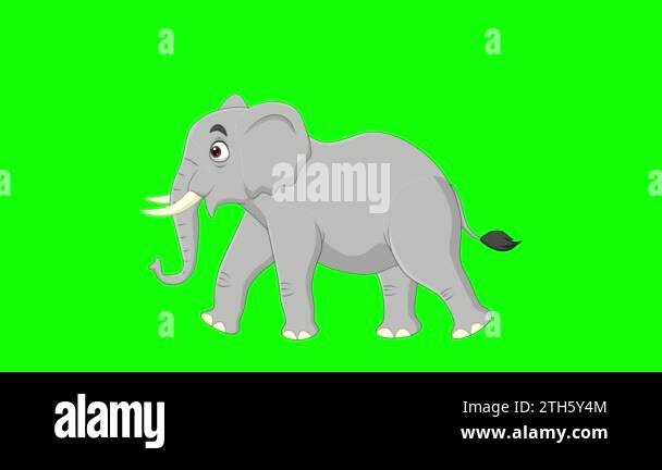 Vector illustration of Cartoon elephant walking animation on the green ...