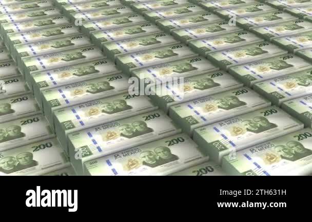 Mexico 200 Pesos Banknotes Money Stack Background Animation Stock Video ...