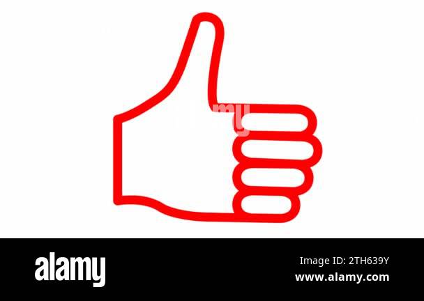 Animated red line symbol of like. Hand icon. Looped video. Vector flat ...
