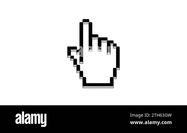 Black Pixel hand cursor icon isolated on white background. Pointer hand ...