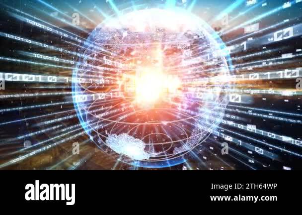 Futuristic global network and tacit digital data transfer 3D graphic ...
