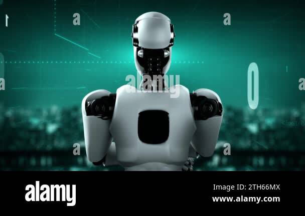 Futuristic robot artificial intelligence huminoid AI programming coding technology development ...