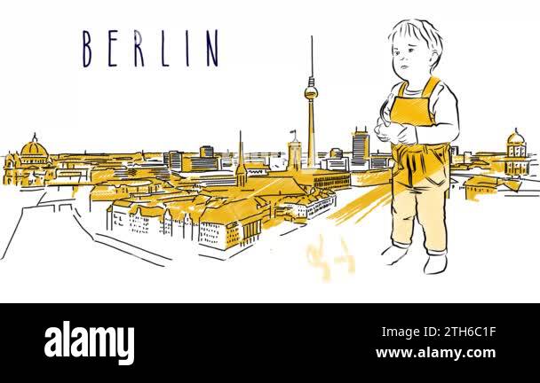 Berlin City Guide Animation with little cute boy Stock Video Footage ...
