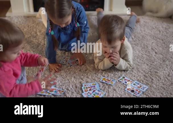 Childhood, education, isolation. Relaxing resting at home. Three little ...