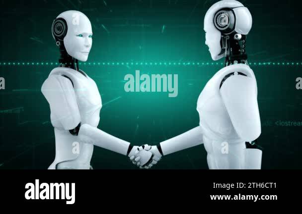 Futuristic robot artificial intelligence huminoid AI programming coding technology development ...