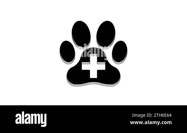 Black Veterinary clinic symbol icon isolated on white background. Cross ...