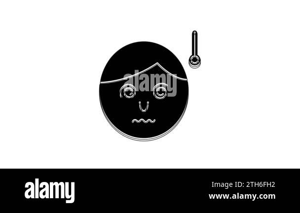 Black High human body temperature or get fever icon isolated on white ...