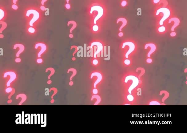A lot of question marks are moving towards the camera. Red glowing ...