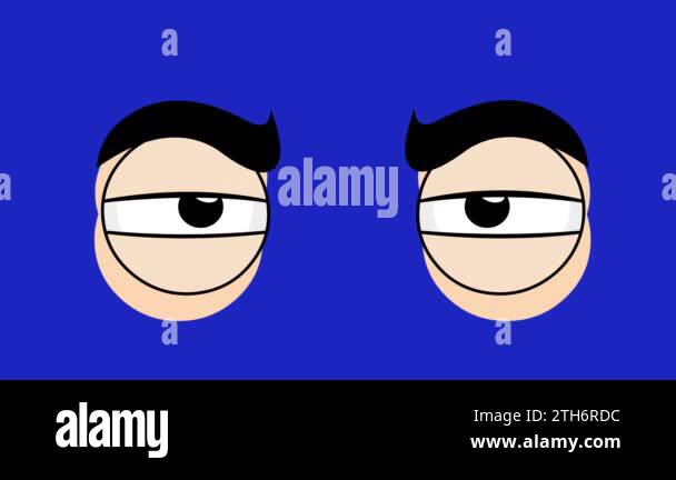 Loop animation of cartoon eyes blinking, on a blue chroma key ...