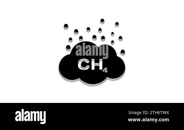 Black Methane emissions reduction icon isolated on white background ...