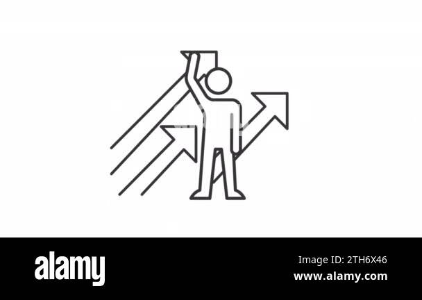 Animated dynamics linear icon. Career growth. Self-development ...