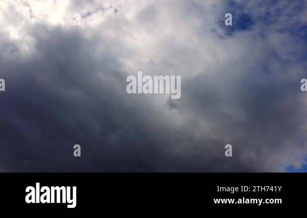 Blue sky white clouds time lapse hyper lapse. Summer view of clouds moving past. Summer blue sky ...