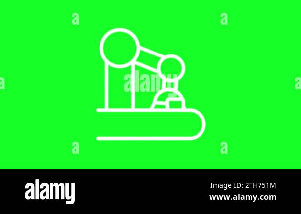 Animated production white line icon. Automated machine. Loop HD video ...