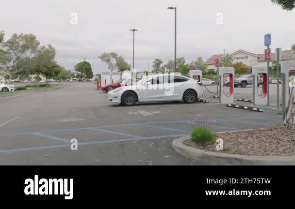 07 FEB. 2023. LOS ANGELES, CA, USA. Rapid recharging spot in parking ...