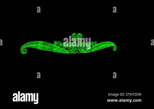 3d Ornament Rotates On Black Bg Object Dissolved Green Flickering Particles 60 Fps Business