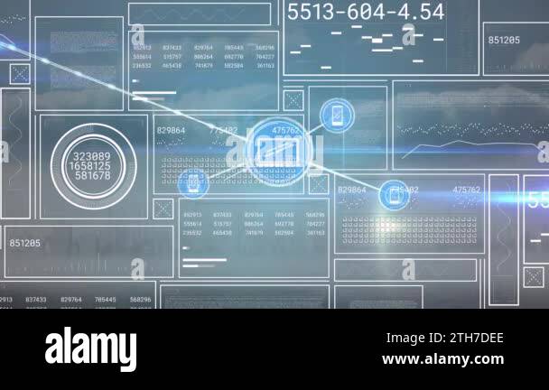 Digital Animation Of Graphical Interface With Moving Computer And Phone Icons Connecting With 6053