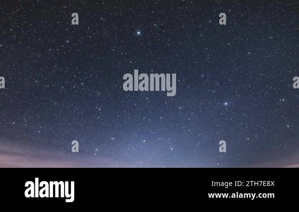 Timelapse video of blue starry night sky with stars and milky way ...