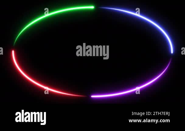 loop neon shiny oval futuristic geometric graphic motion footage, glow animation effect frame ...