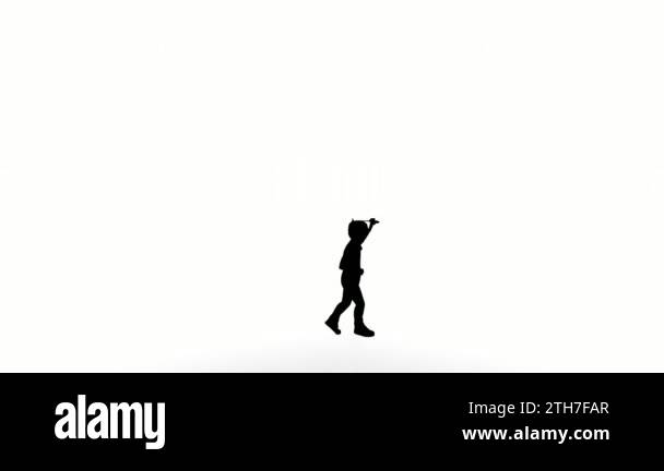 Silhouette People Run On White Background Silhouette Black People Running Communicate White 