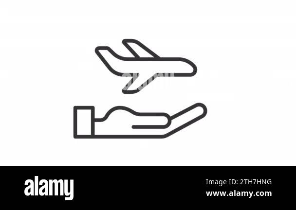 Animated trip coverage linear icon. Aviation insurance. Travel service ...