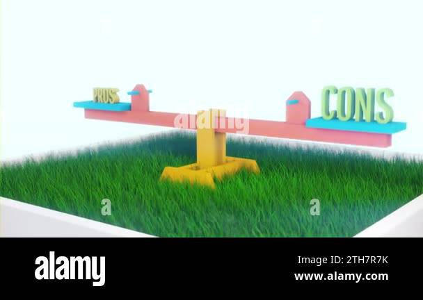 Pros Cons Scale Compare Positives Negatives 3d Animation. 3d letters ...