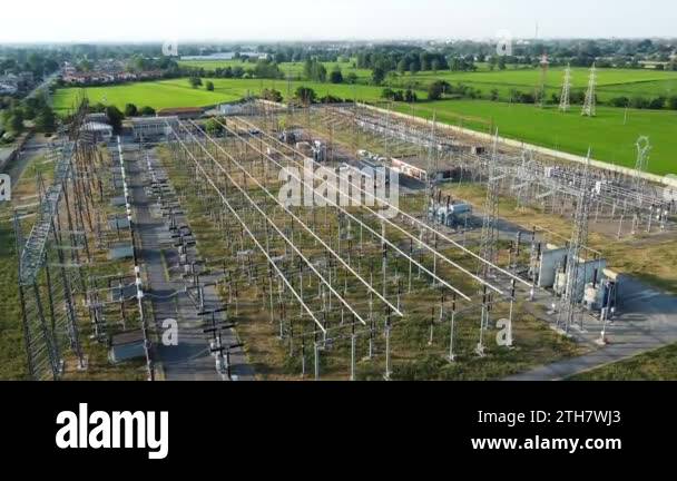 Italy Drone view of Power Plant in Lacchiarella near Milan. High ...