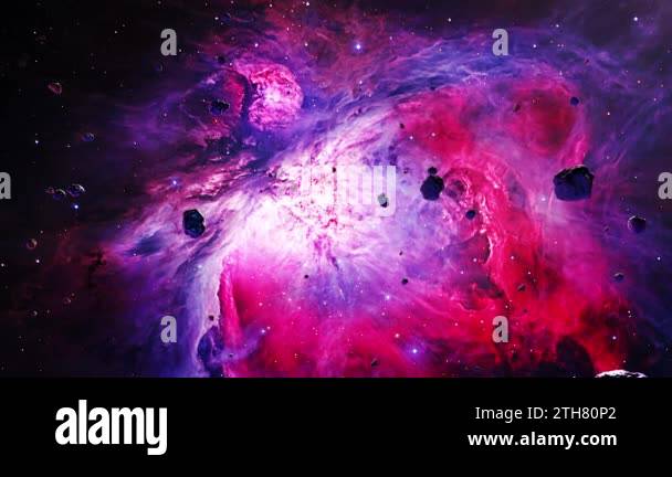 Galaxy space flight exploration space rock scence at The Orion Nebula ...