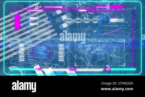 Animation Of Moving Graphs Dna Helix Map And Programming Data Over Graphical Infographic 3826