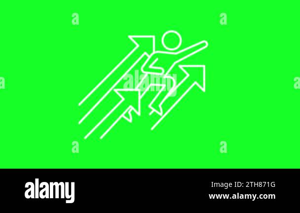 Animated growth white line icon. Development. Personal performance ...