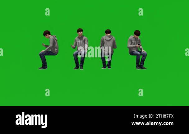 3d high school boy green screen at school talking 4 different views 3d ...