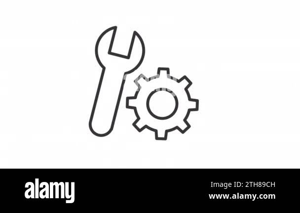 Animated repair linear icon. Troubleshooting service. Cogwheel and ...