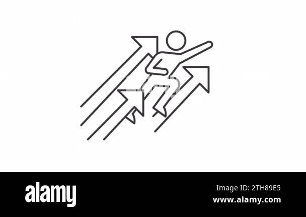 Animated development linear icons. Self improvement. Motivation and ...