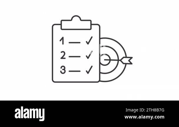 Animated clear goals linear icon. Checklist. Business objectives. List ...