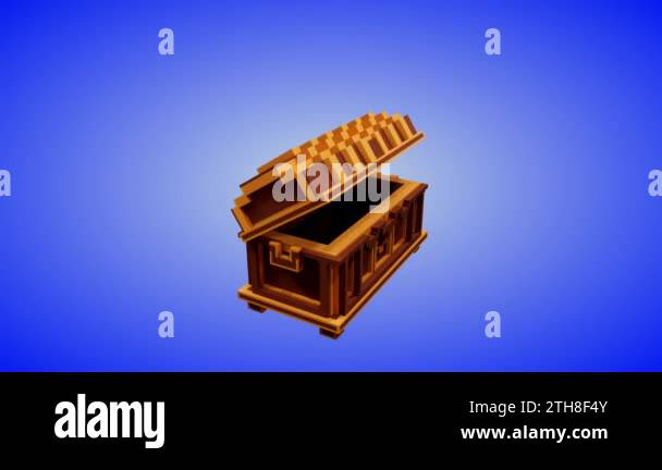 3D illustration of animated coffin opening and closing using voxel art ...