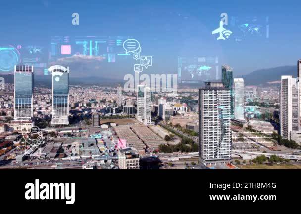 Smart city and communication network concept. Digital transformation ...